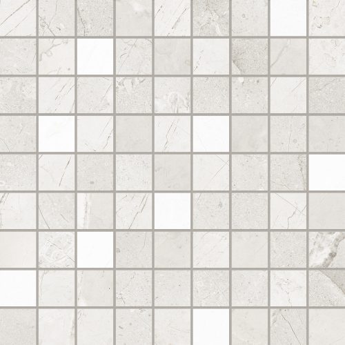 Athens White Porcelain Marble Effect Square Mosaic Tile Sheet