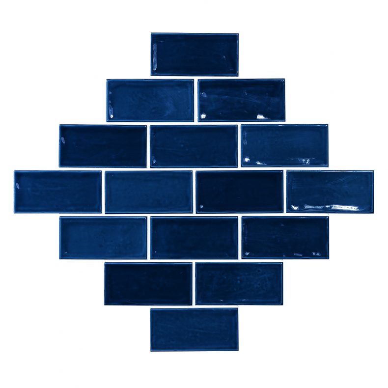 Glamour Marino Blue Gloss Brick Wall Tile 75mm x 150mm
