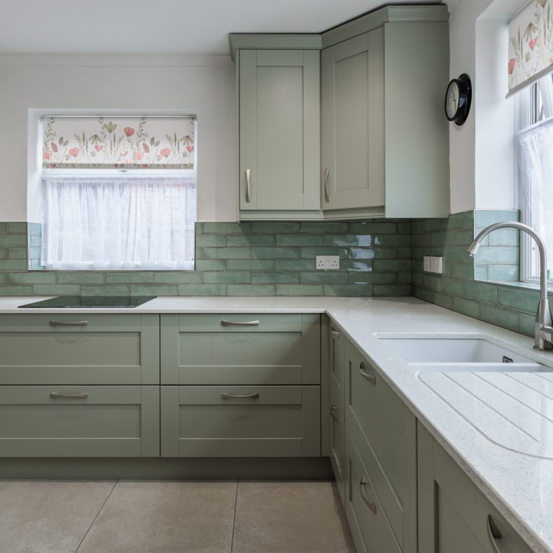 Sage Green Shaker Kitchen – New Image Tiles