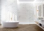 Astra White with Blue Vein Ceramic Marble Effect Wall Tile