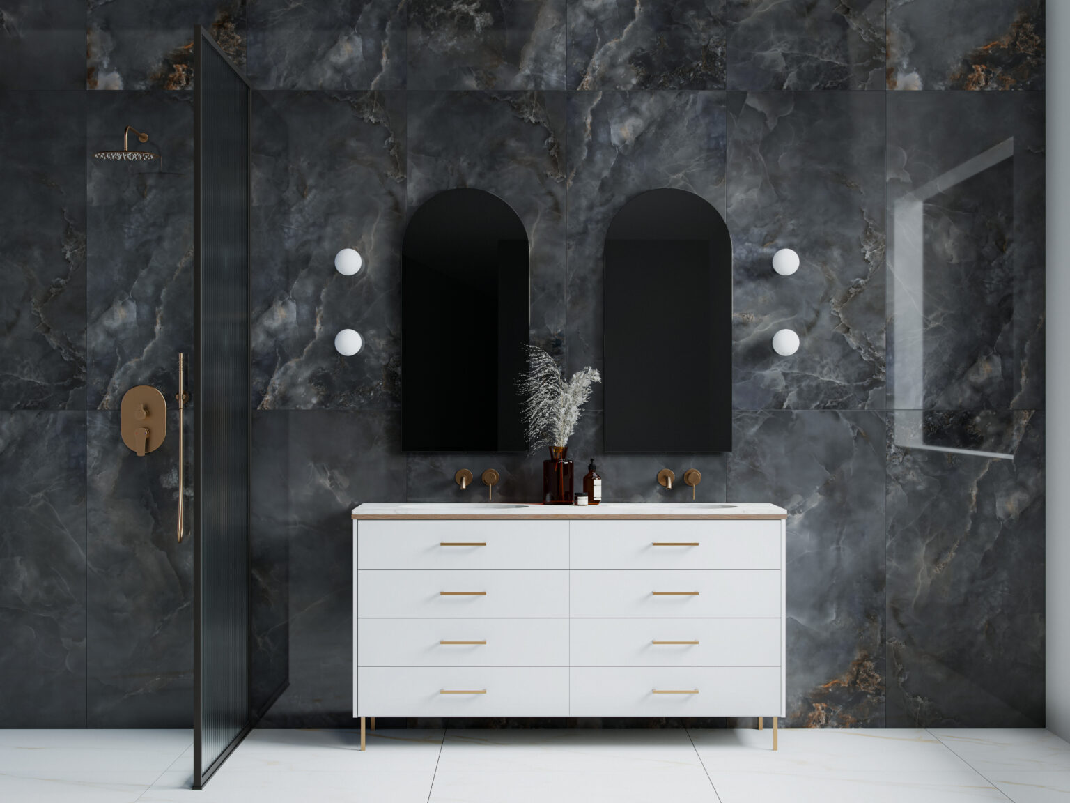 Gemstone Smokey Quartz Blue Brown Porcelain Onyx Effect Tile