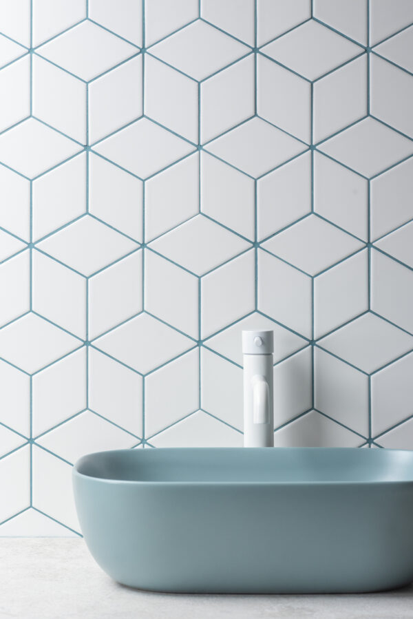 White Ceramic Matt Rhombus Mosaic Wall Tile | New Image Tiles