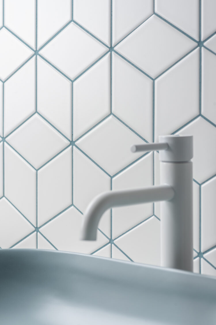 White Ceramic Matt Rhombus Mosaic Wall Tile | New Image Tiles