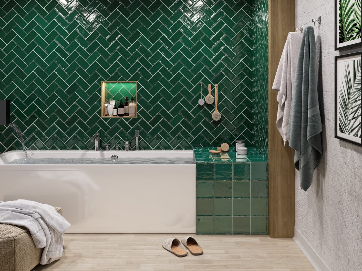 Chic Verde Green Ceramic Glossy Square Wall Tile