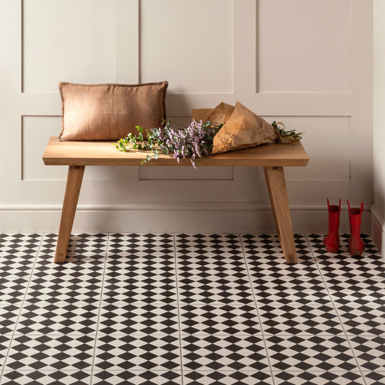 Harlequin Small Porcelain Black Chequerboard Square Tile 298mm x 298mm ...