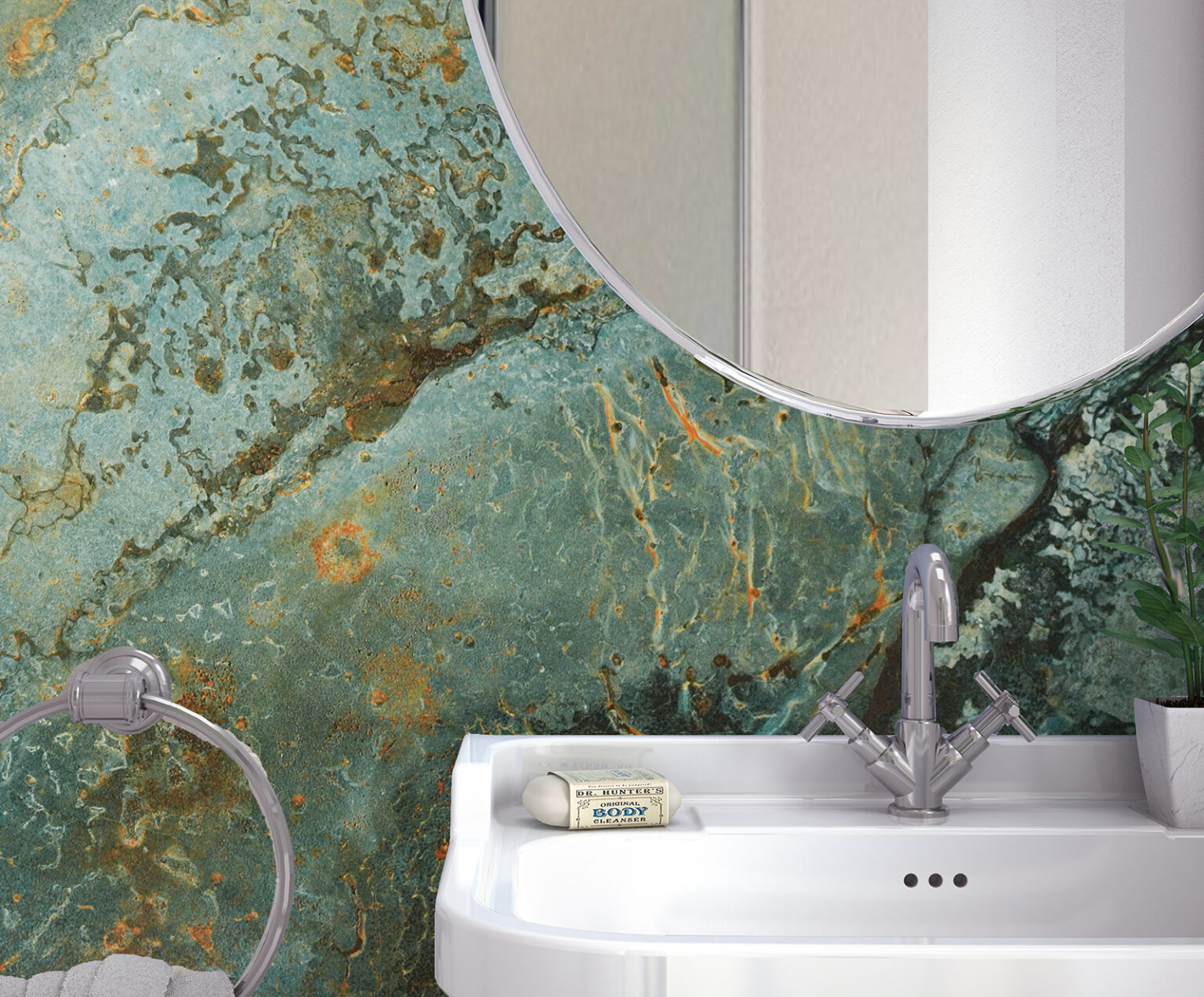 Metallic Blue with Bronze Veining Porcelain Wall Tile